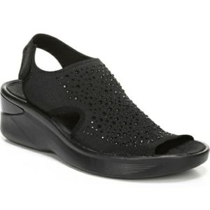 Bzees | Shoes | Bzees Saucy Black Rhinestone Bling Sandals Shoes | Poshmark